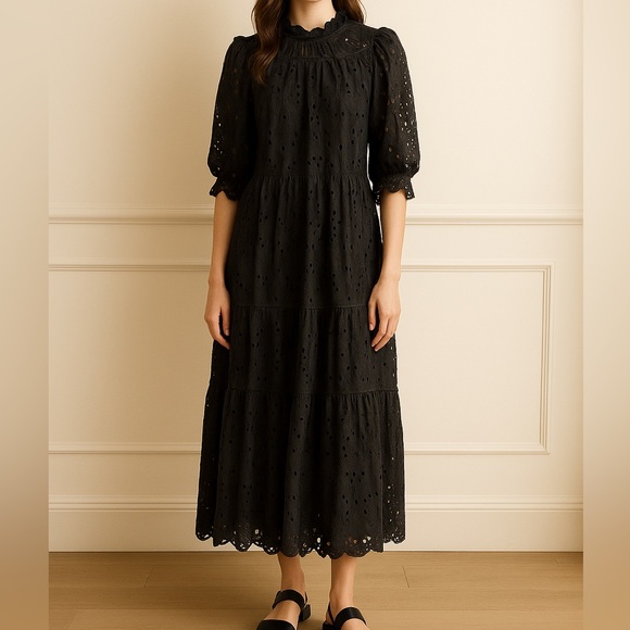 Generation Love | Dresses | Generation Love Black Lace Eyelet Midi ...